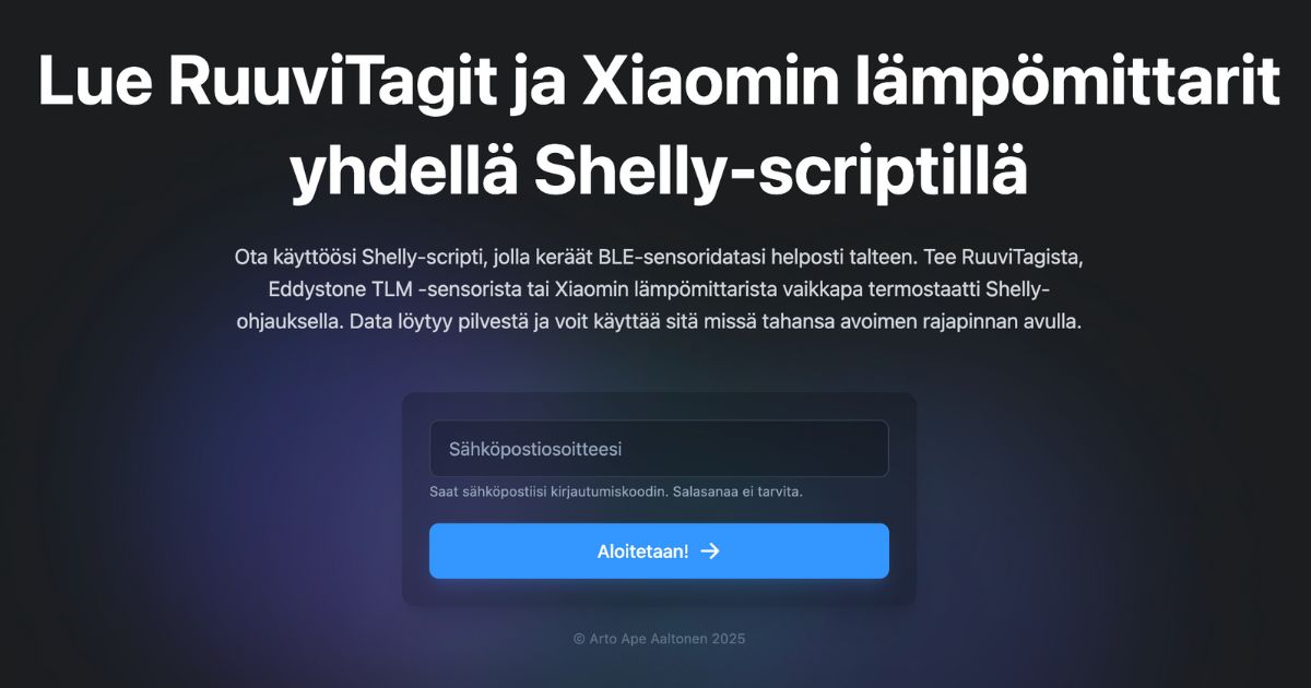 Lue RuuviTagit ja Xiaomin lämpömittarit yhdellä Shelly-scriptillä